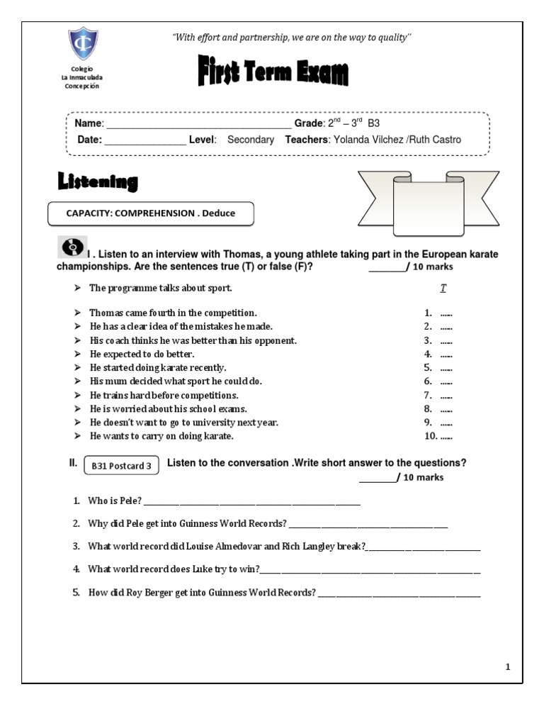 B3 English Level Exam Questions | PDF | Language Arts & Discipline