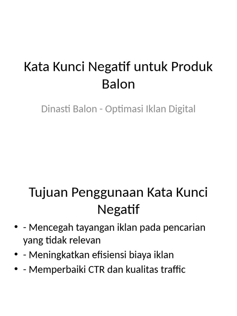 Kata Kunci Negatif DinastiBalon | PDF