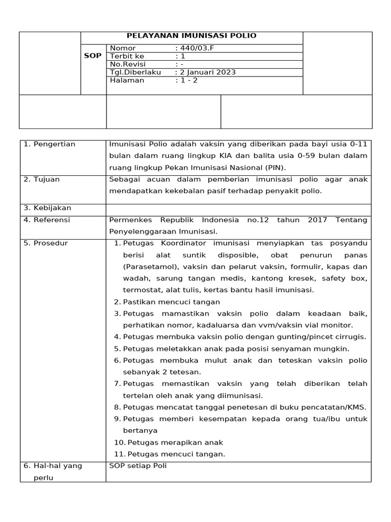 SOP POLIO | PDF