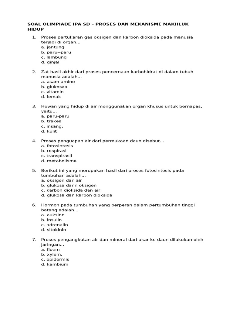 Proses Dan Mekanisme Makhluk Hidup | PDF