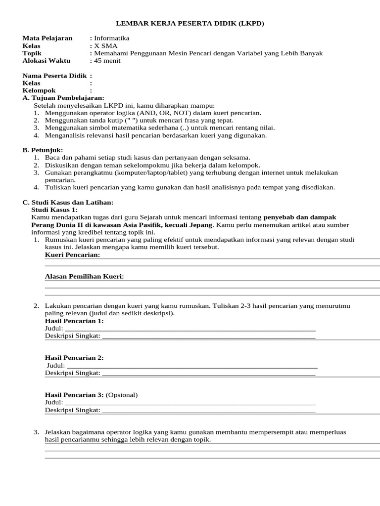 LKPD Mesin Pencari | PDF