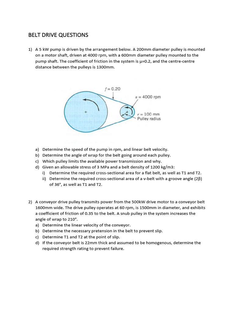 MECH3110 Revision Questions 2024 | PDF | Belt (Mechanical) | Gear