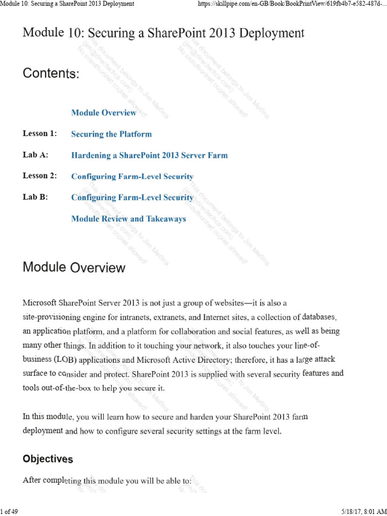 Module 10 - Securing A SharePoint 2013 Deployment | PDF | Share Point ...