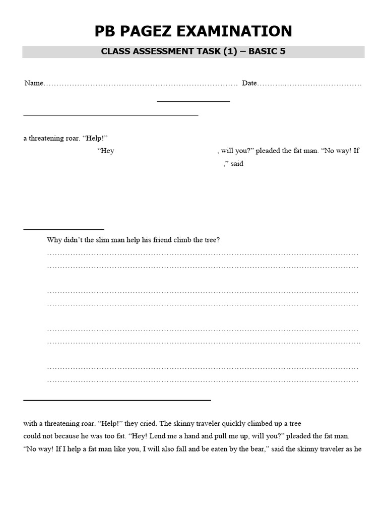 PB Pagez Basic 5 Assessment Tasks | PDF
