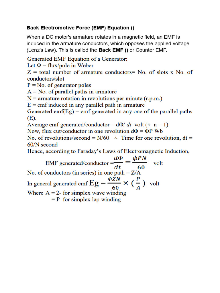 Understanding Back EMF in DC Motors | PDF