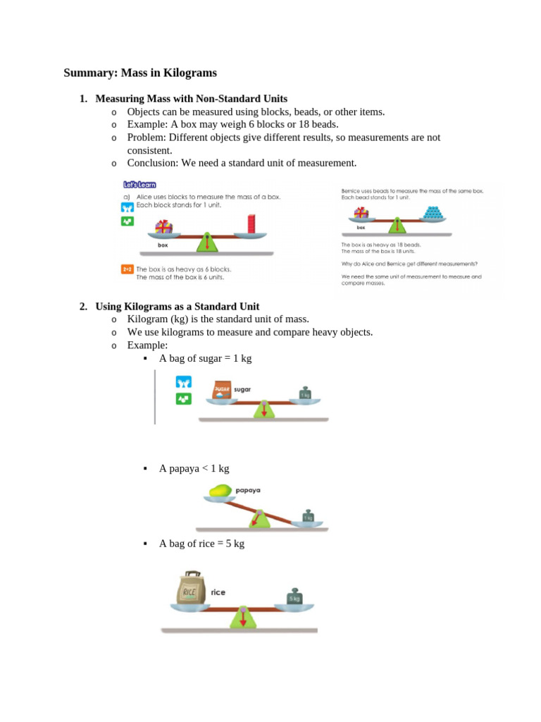 Understanding Mass in Kilograms | PDF