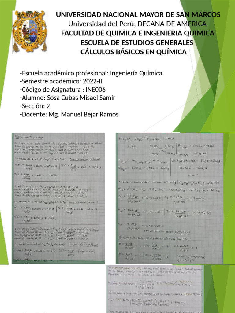 Actividad 4 - Calculos Basicos en Quimica - Sosa Cubas Misael Samir | PDF