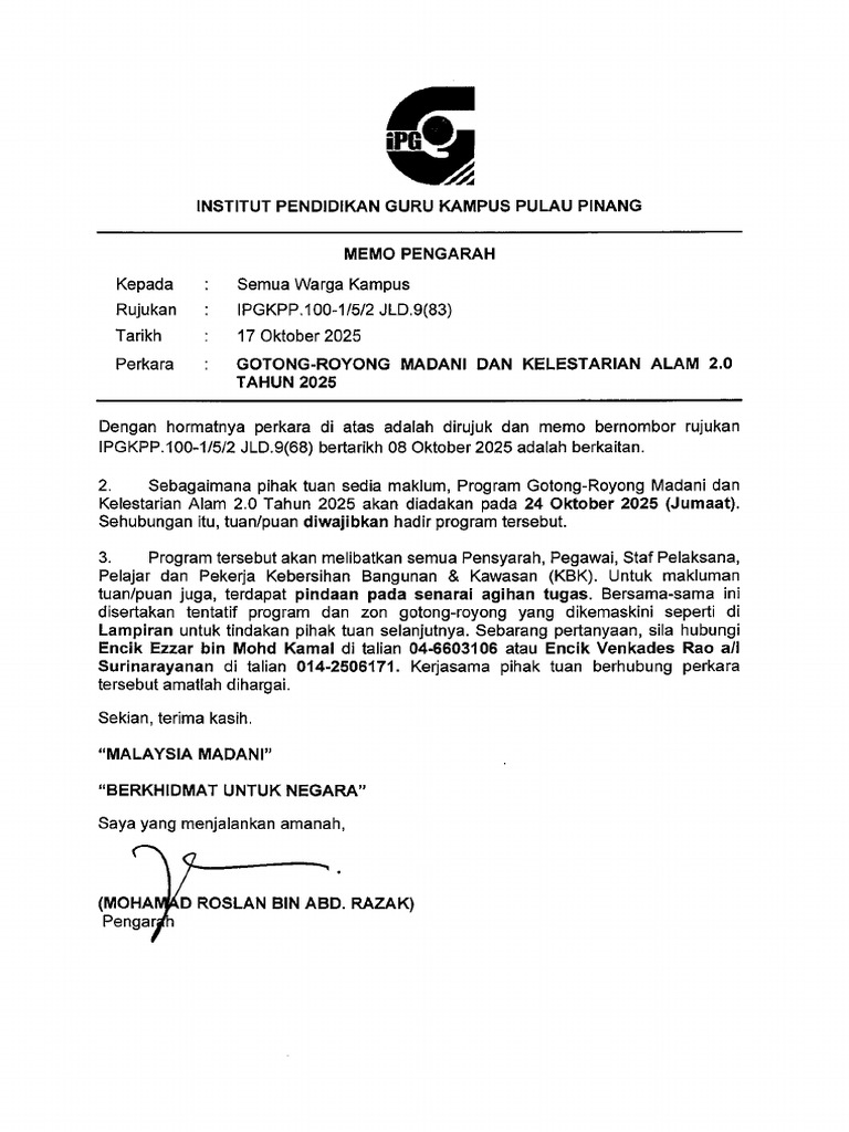 Gotong Royong Madani Dan Kelestarian Alam 2.0 Tahun 2025 | PDF