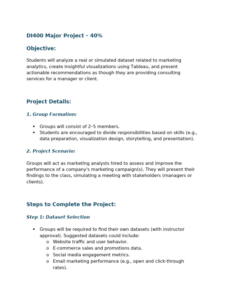 DI400 Major Project - Tableau | PDF | Marketing | Data Management