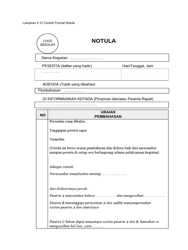 Format Notula 2025 | PDF