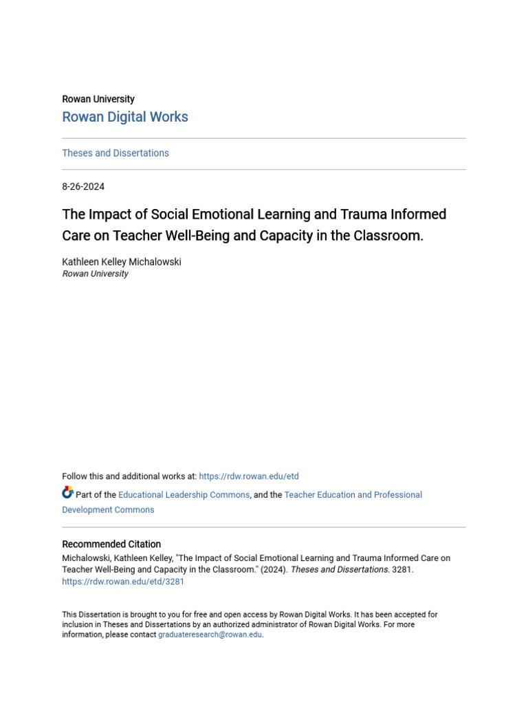 SEL and Trauma Care's Impact on Teachers | PDF | Psychological Trauma ...