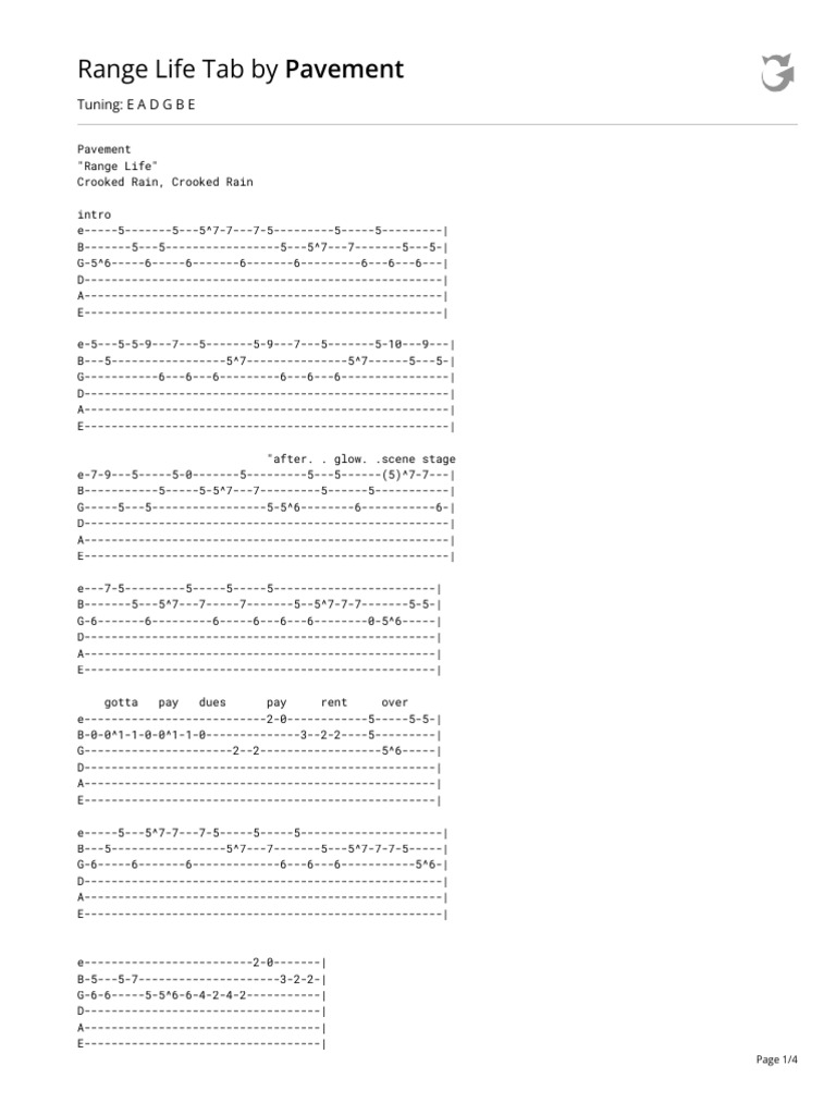 Pavement's "Range Life" Chords | PDF | European Musical Instruments ...