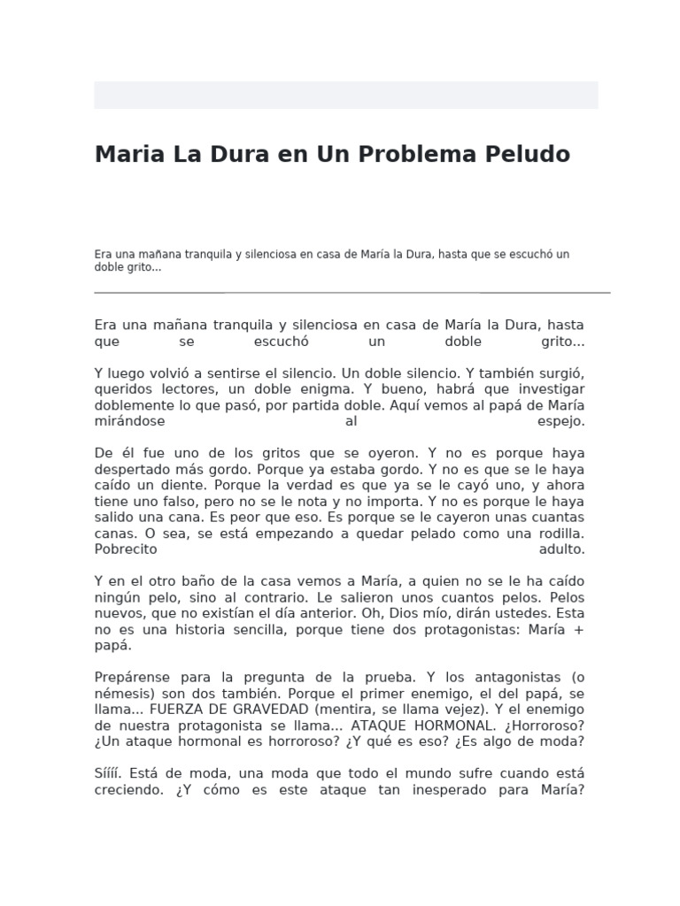 María La Dura y su Problema Peludo | PDF | Adultos