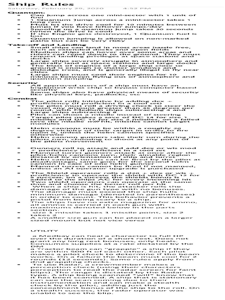 Ship Rules | PDF