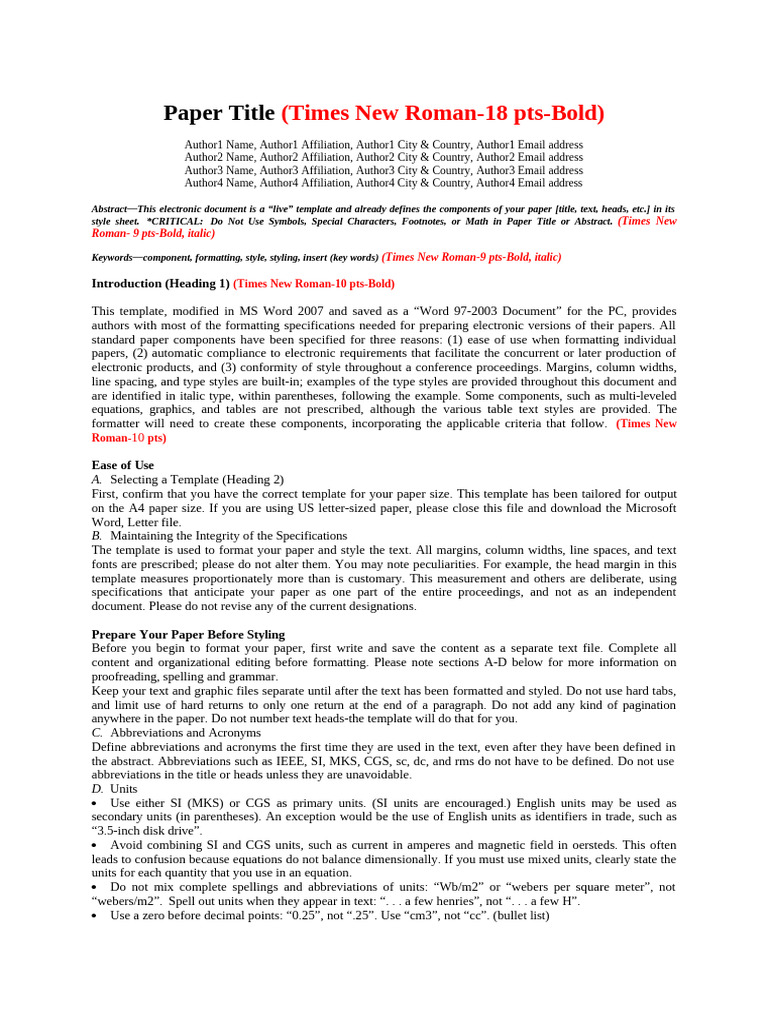 Paper Template | PDF | Bracket | Comma