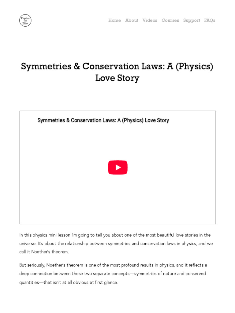 Noether - Physics With Elliot | PDF | Noether's Theorem | Lagrangian ...