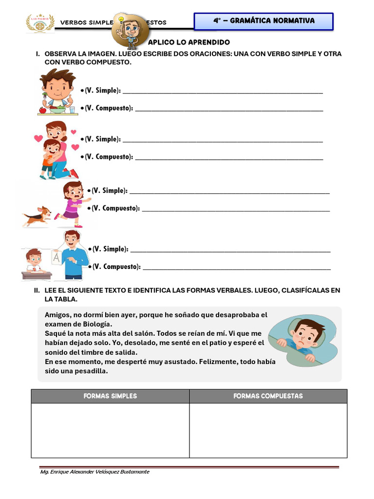 Ejercicios de Verbos Simples y Compuestos | PDF | Sintaxis | Morfología ...