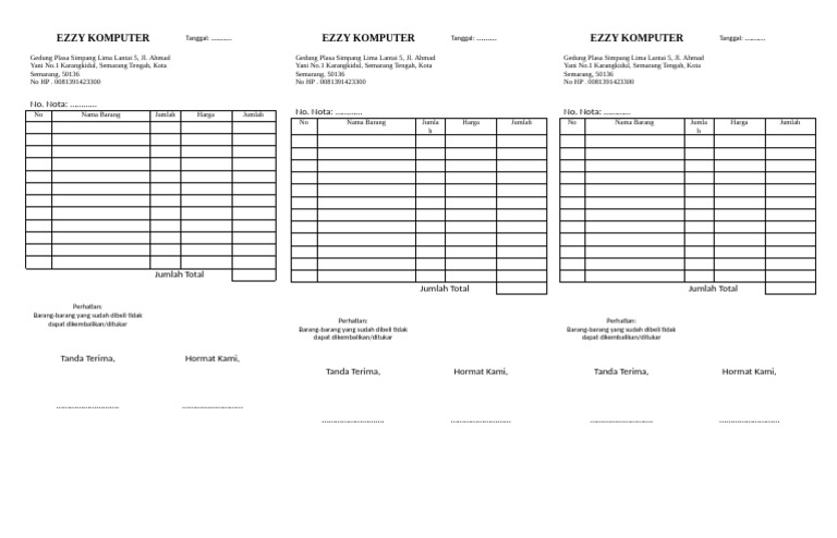 Nota Pembelian EZZY KOMPUTER | PDF