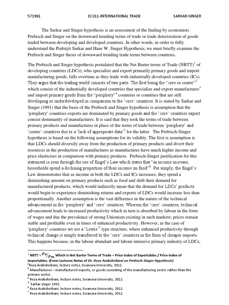 Sarkar-Singer Hypothesis Assessment | PDF | World Economy | Economics