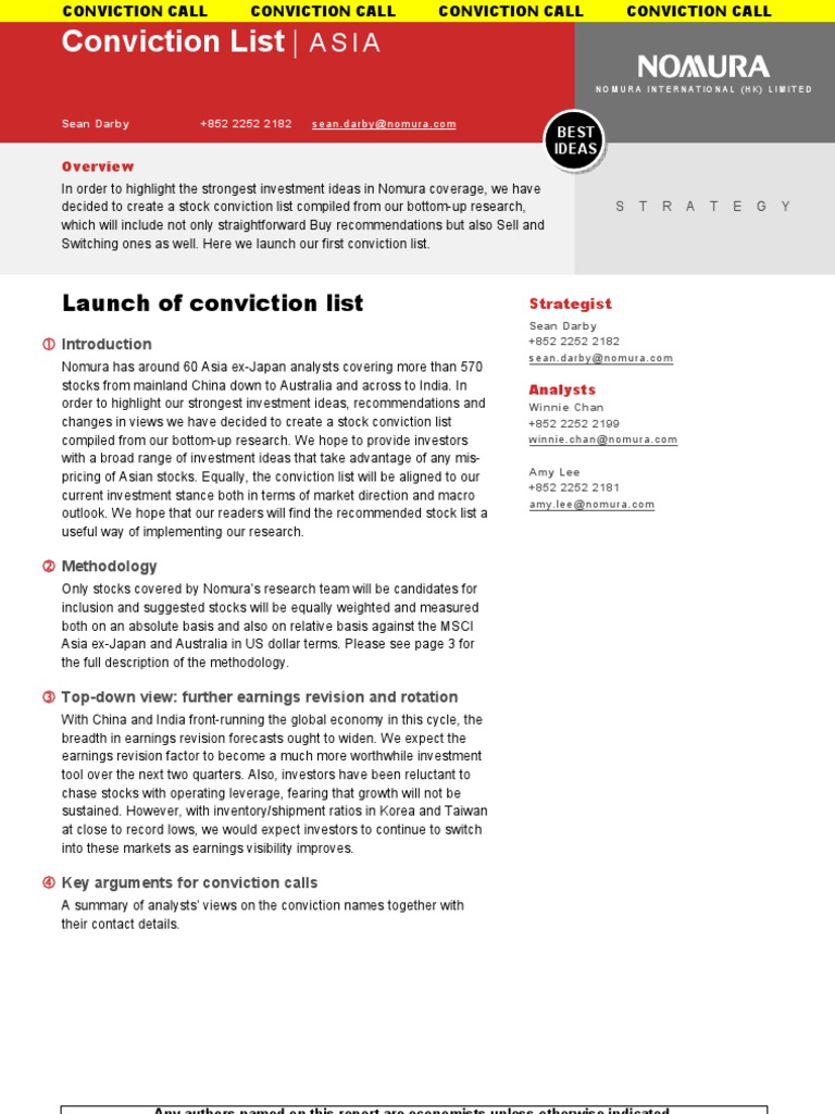 Launch of Conviction List | PDF | Stocks | Securities (Finance)