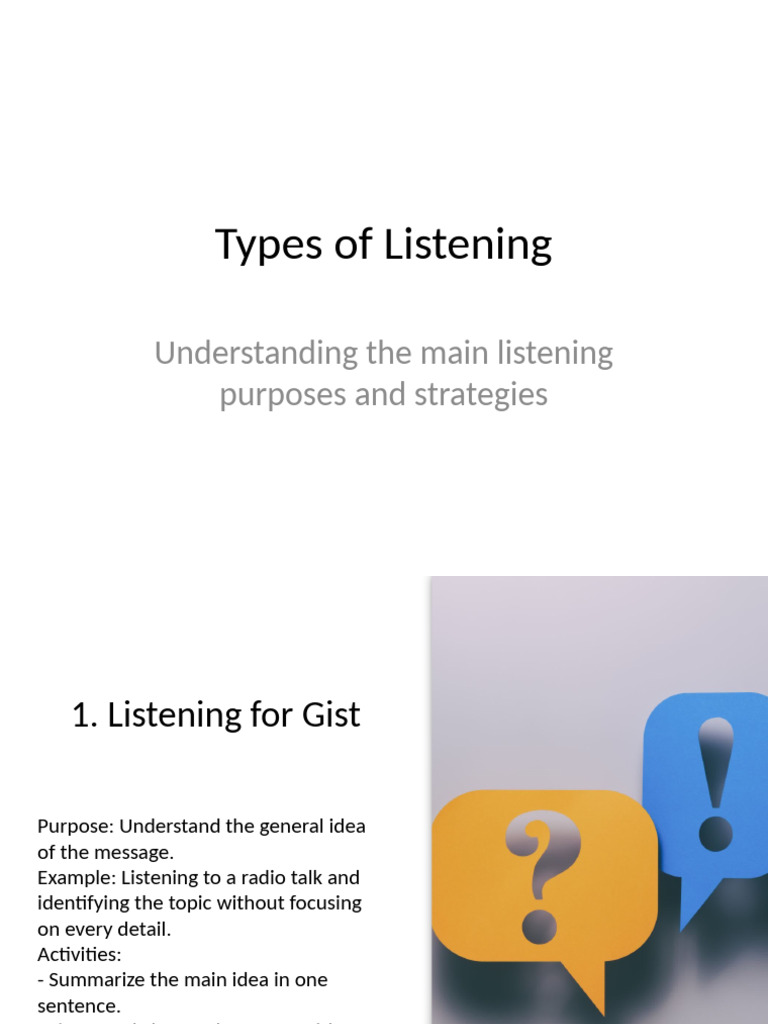 Types of Listening Strategies Explained | PDF
