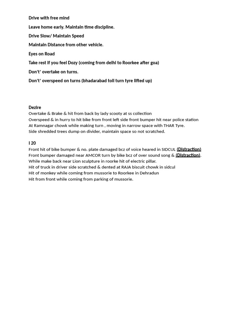 Rules Car Drive | PDF