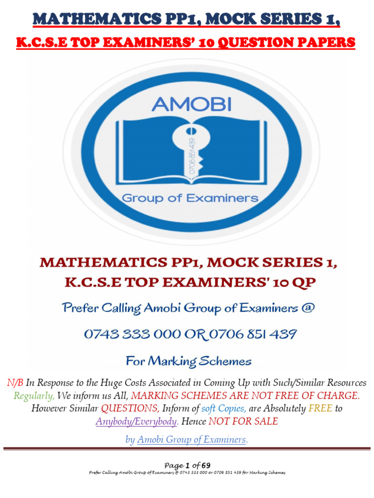 Maths PP1 M-S1 Kcse T-E 10-QP | PDF | Circle | Geometry