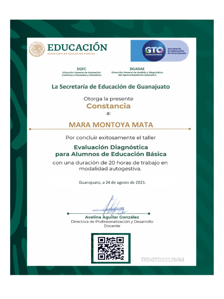 Constancia Taller de Evaluación Diagnóstica | PDF