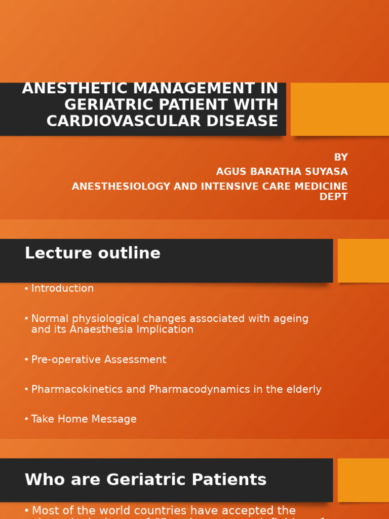 Anesthetic Management in Geriatric Patient With Cardiovascular Disease ...