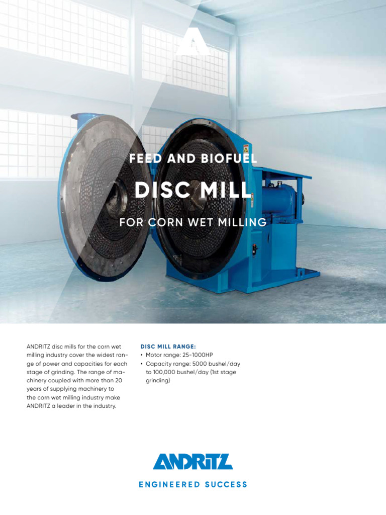 FB Disc Mill Corn Wet Milling Datasheet Data | PDF
