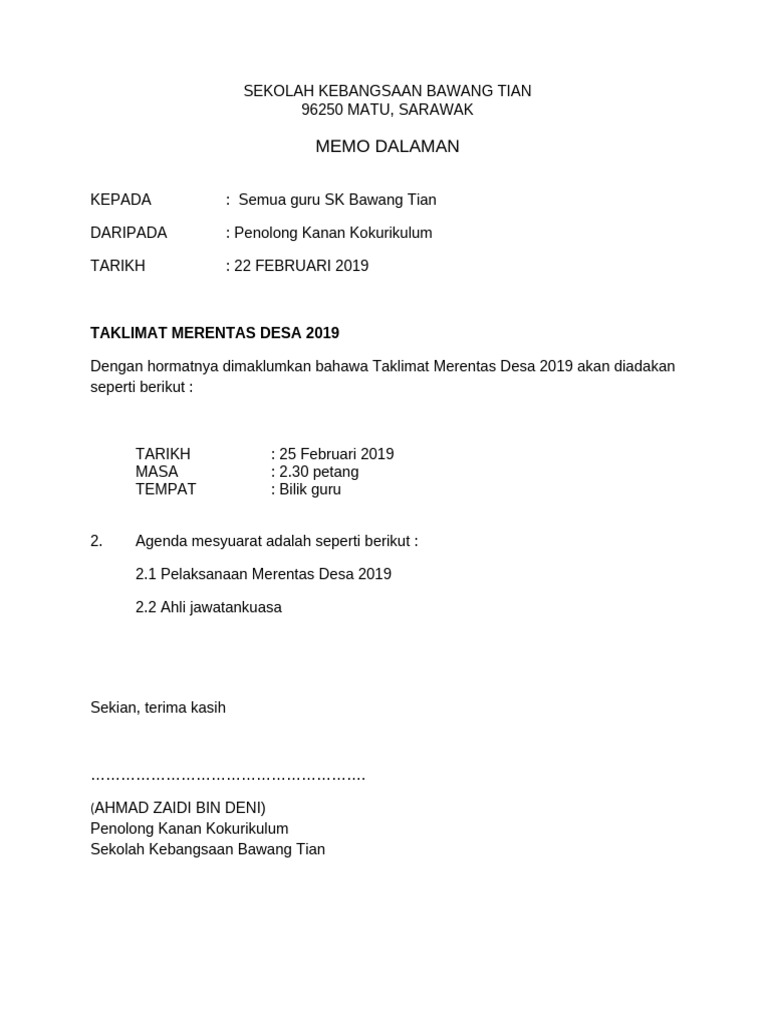 Memo 2019 | PDF