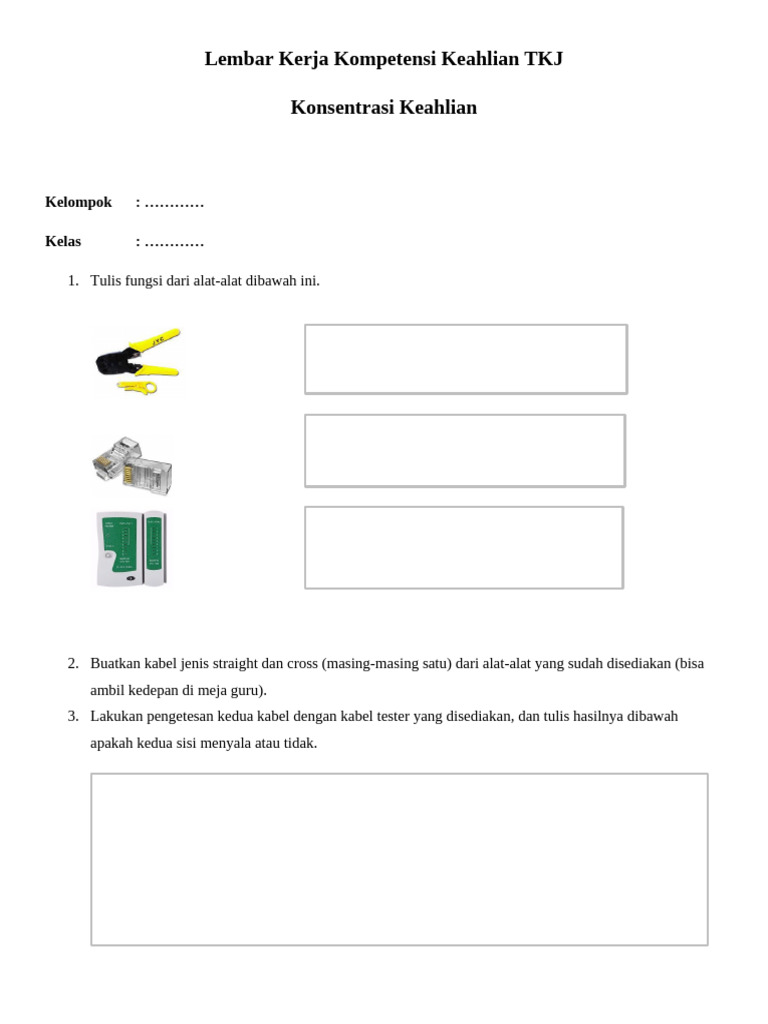 Lembar Kerja Kompetensi Keahlian TKJ-3 Crimping | PDF