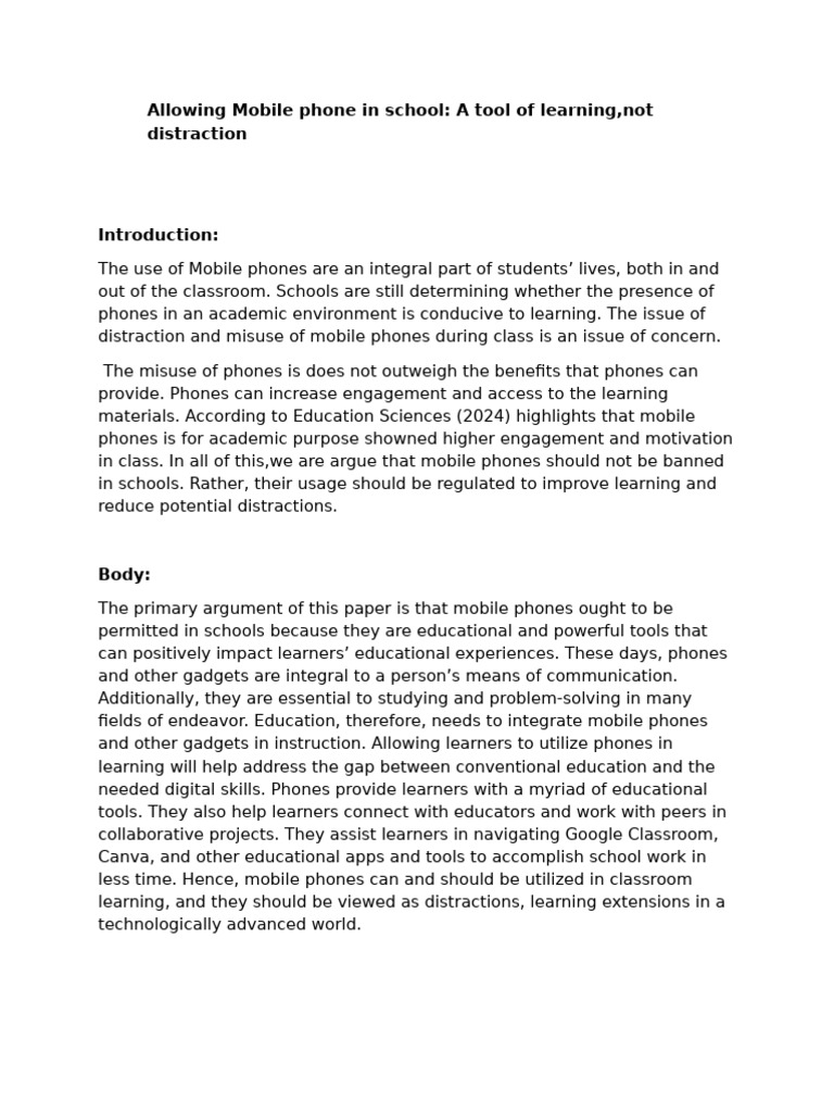 Mobile Phones in Schools: Learning Tools | PDF | Learning | Teachers