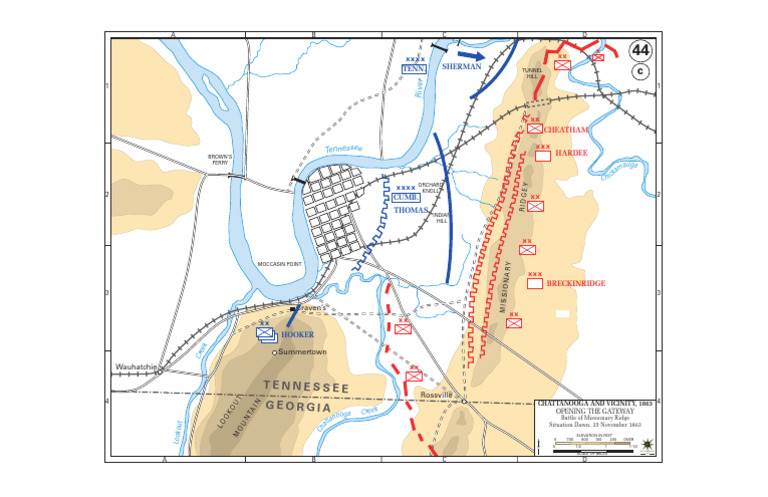 The Battle of Missionary Ridge, Situation at Dawn, 25 November 1863 ...