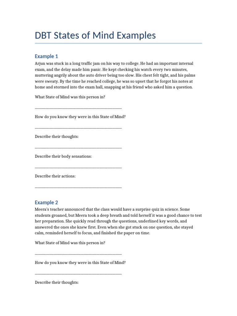 DBT States of Mind: Real-Life Examples | PDF