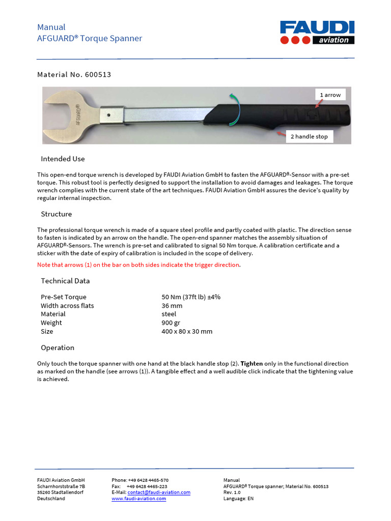 AFGUARD® Torque Spanner Manual | PDF