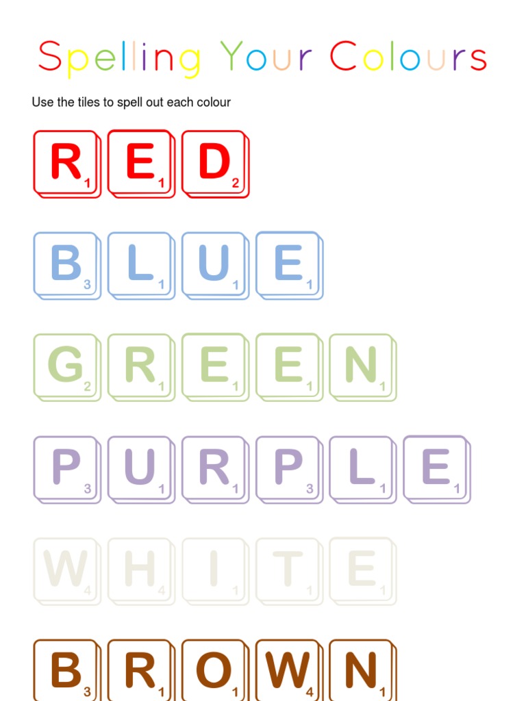 Spelling Colours | PDF