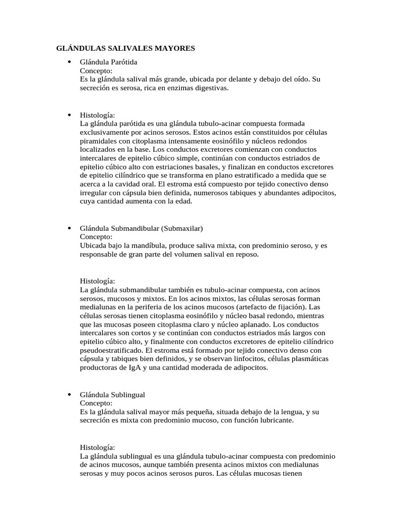 Glándulas Salivales Mayores | PDF | Anatomía | Anatomía humana