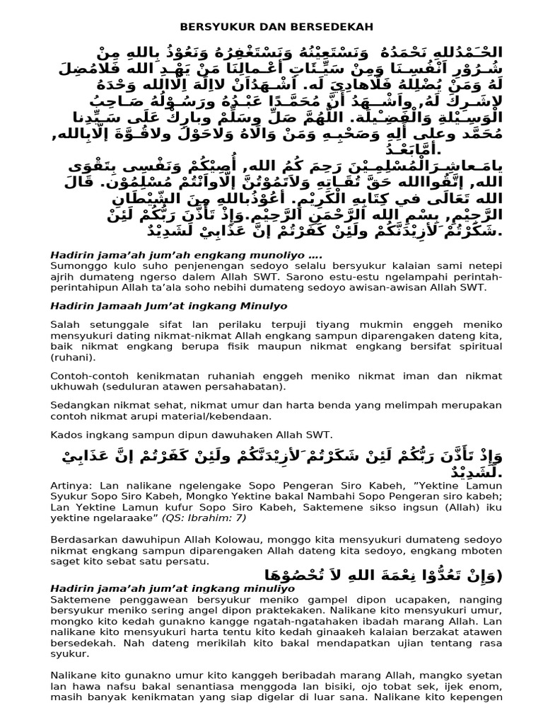 Bersyukur Dan Bersedekah | PDF | Sharia | Religious Belief And Doctrine