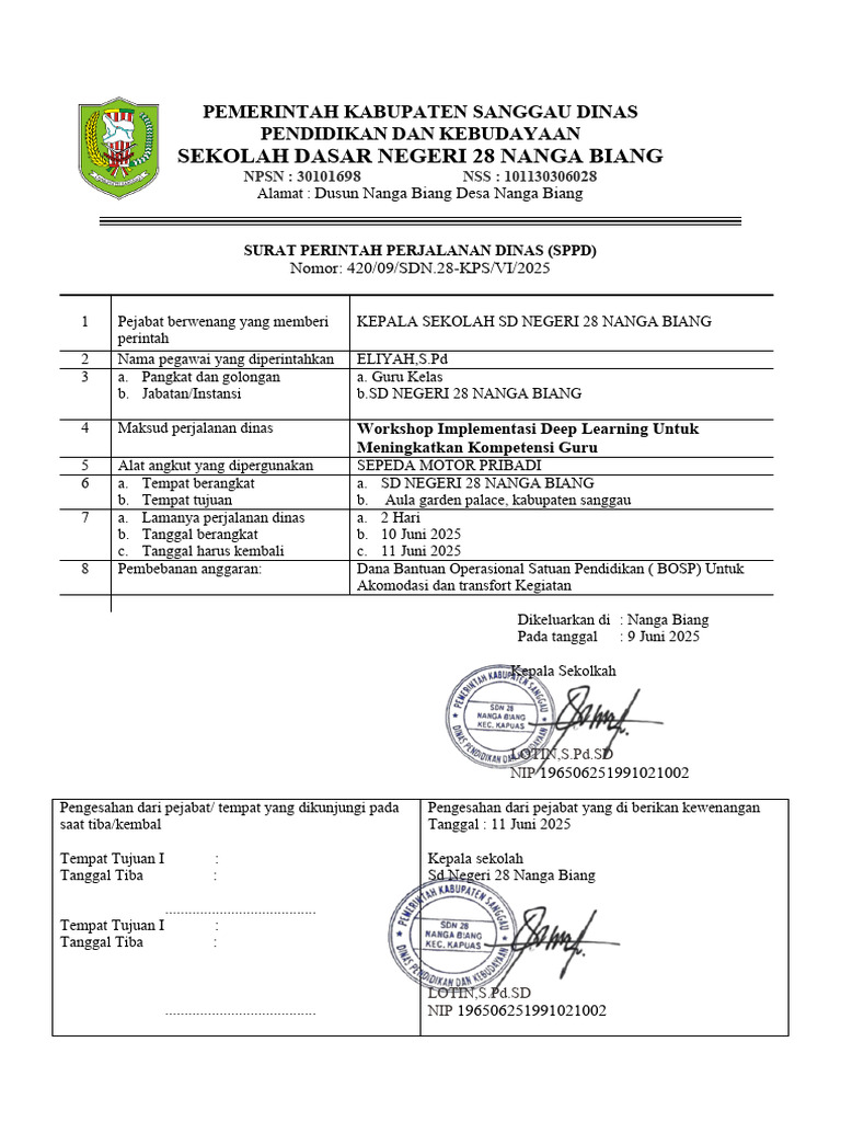Surat Perintah Menjalankan Tugas (SPPD) | PDF