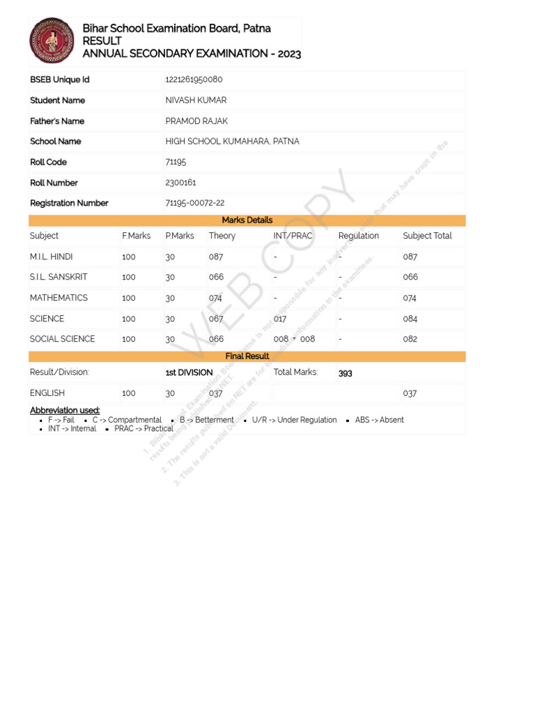Secondary Annual Result 2023 | PDF | Educational Stages | Secondary ...
