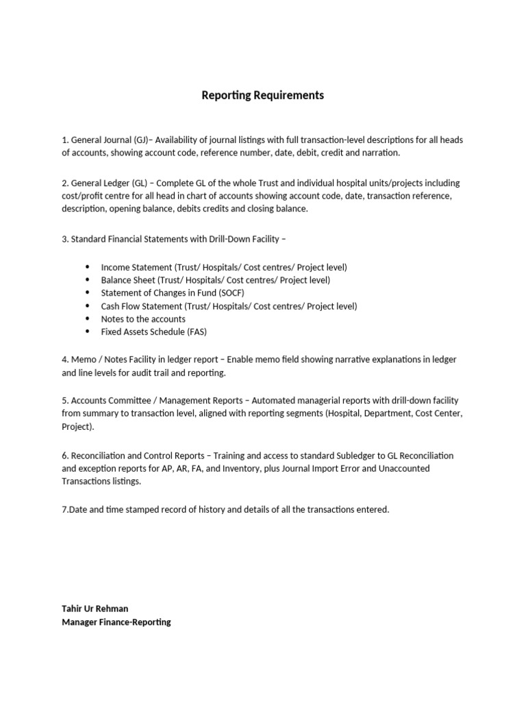 Reporting Requirements 1 | PDF