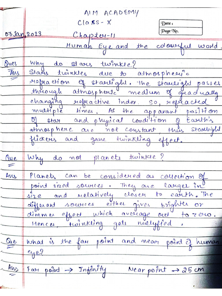 10th Science Human Eye | PDF