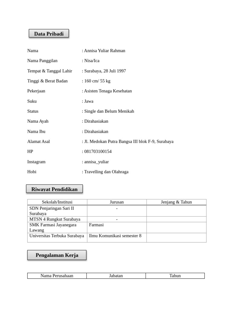 Profil Annisa Yuliar Rahman: Asisten Kesehatan | PDF
