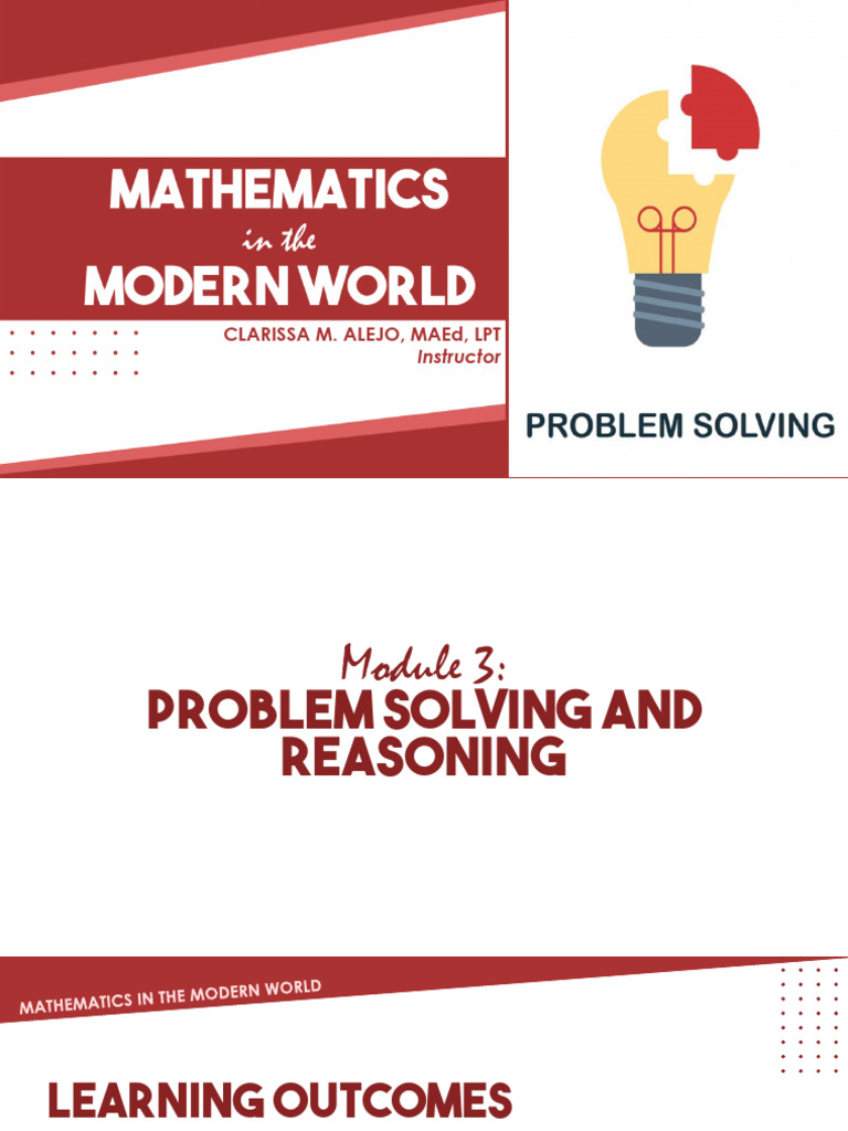 Mathematics in Modern World Module 3 | PDF | Inductive Reasoning | Reason