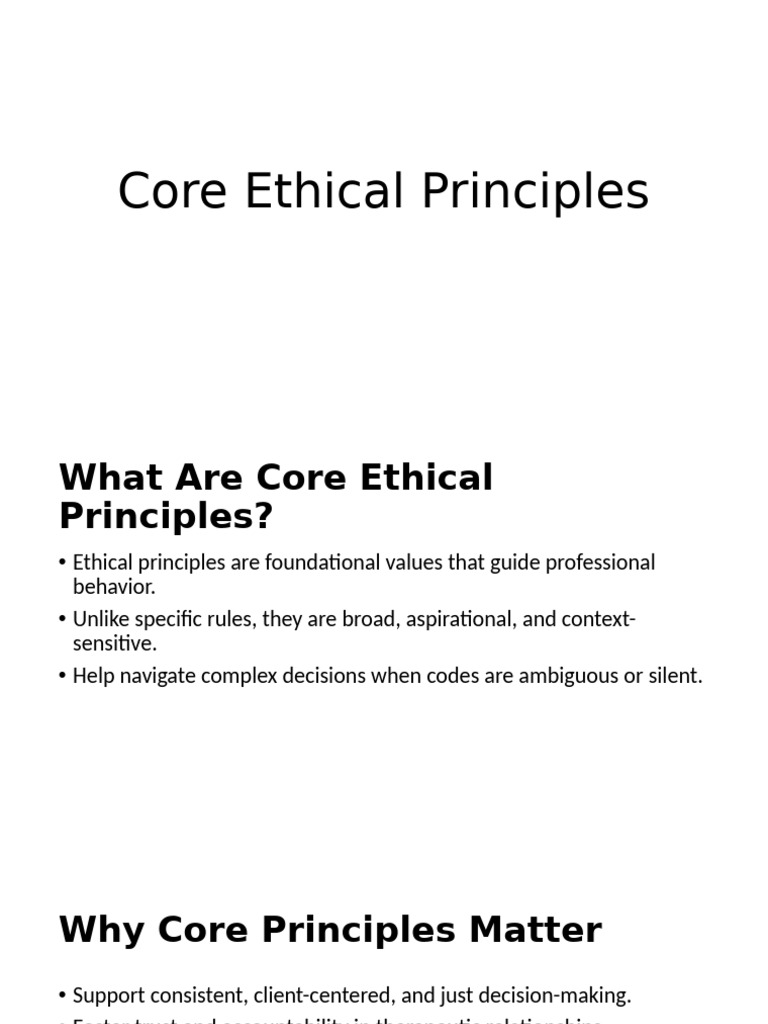 Unit 1 - 2 Core Ethical Principles | PDF | Autonomy | Justice