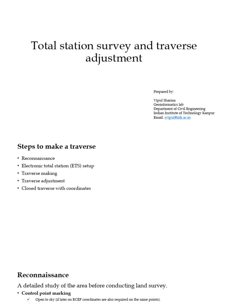 Total Station Survey: Traverse Adjustment Guide | PDF | Angle | Surveying