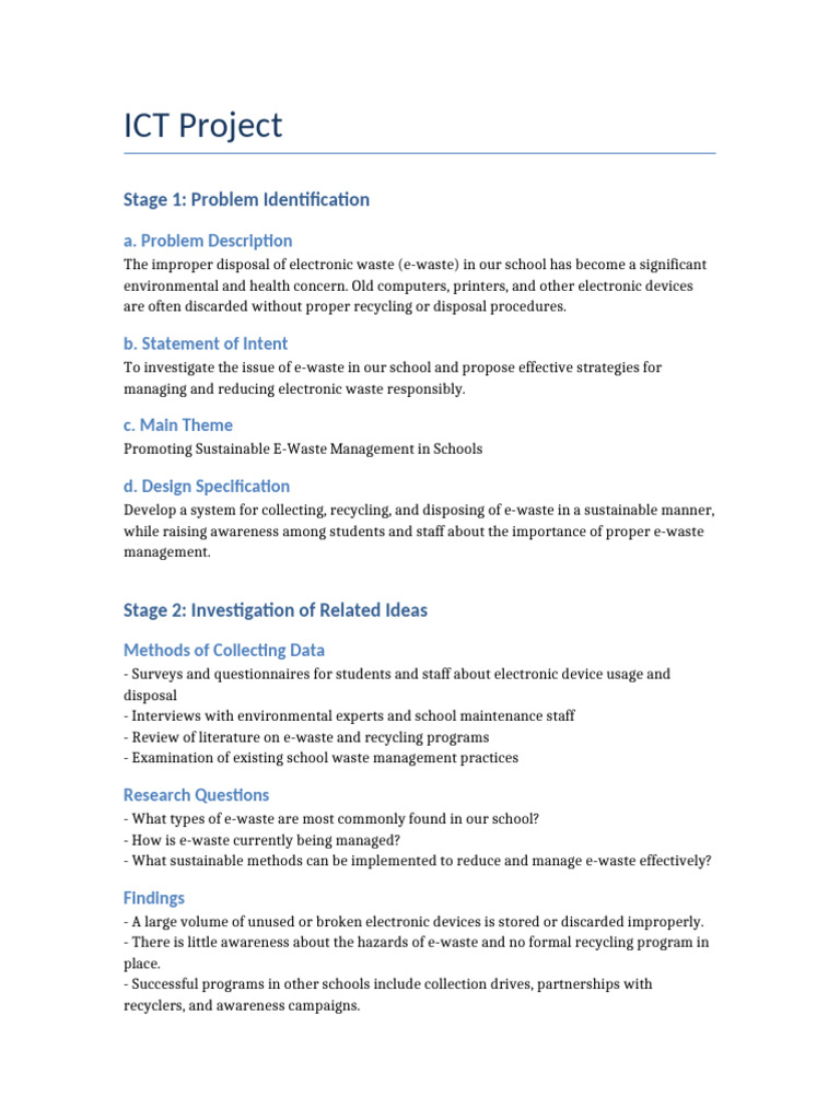 Ewaste Management ICT Project | PDF | Electronic Waste | Waste Management