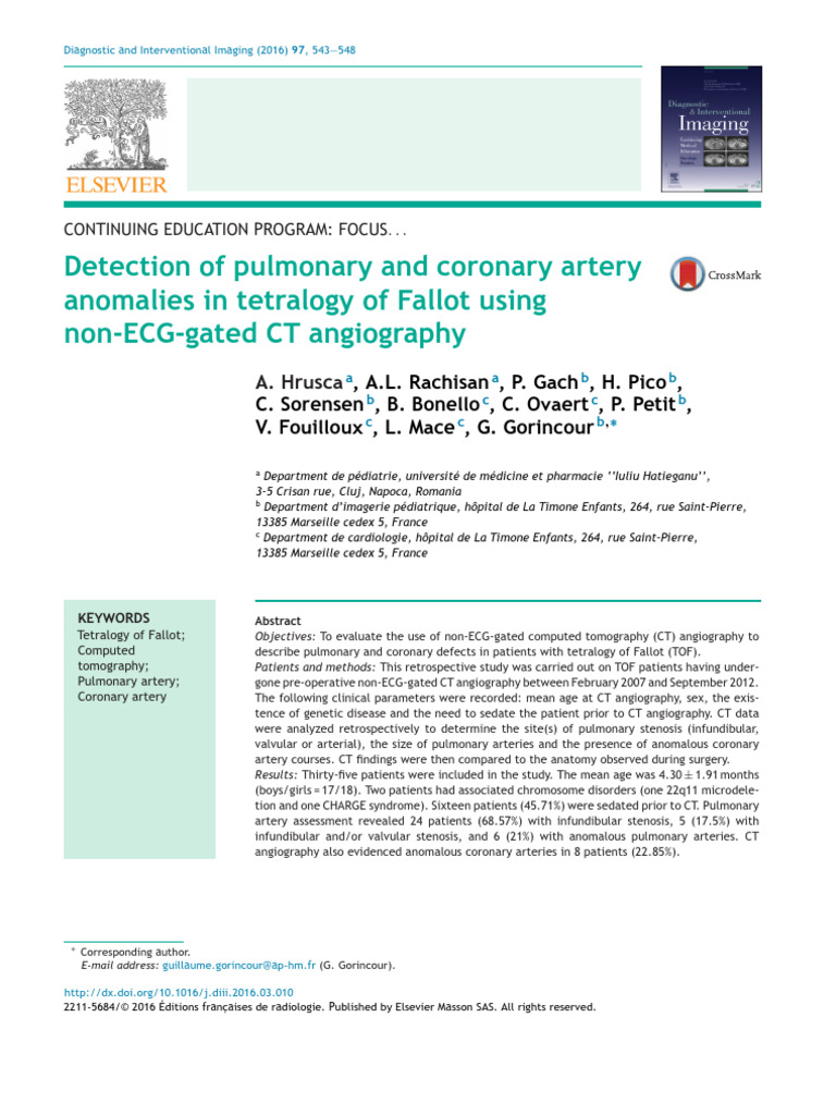 CT Angiography in Tetralogy of Fallot | PDF | Angiography | Ct Scan