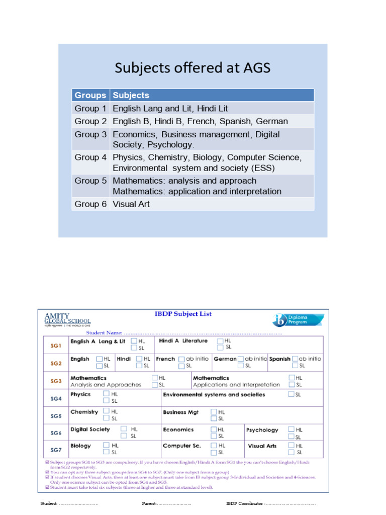 Subject Offered and Subject Selection Form | PDF